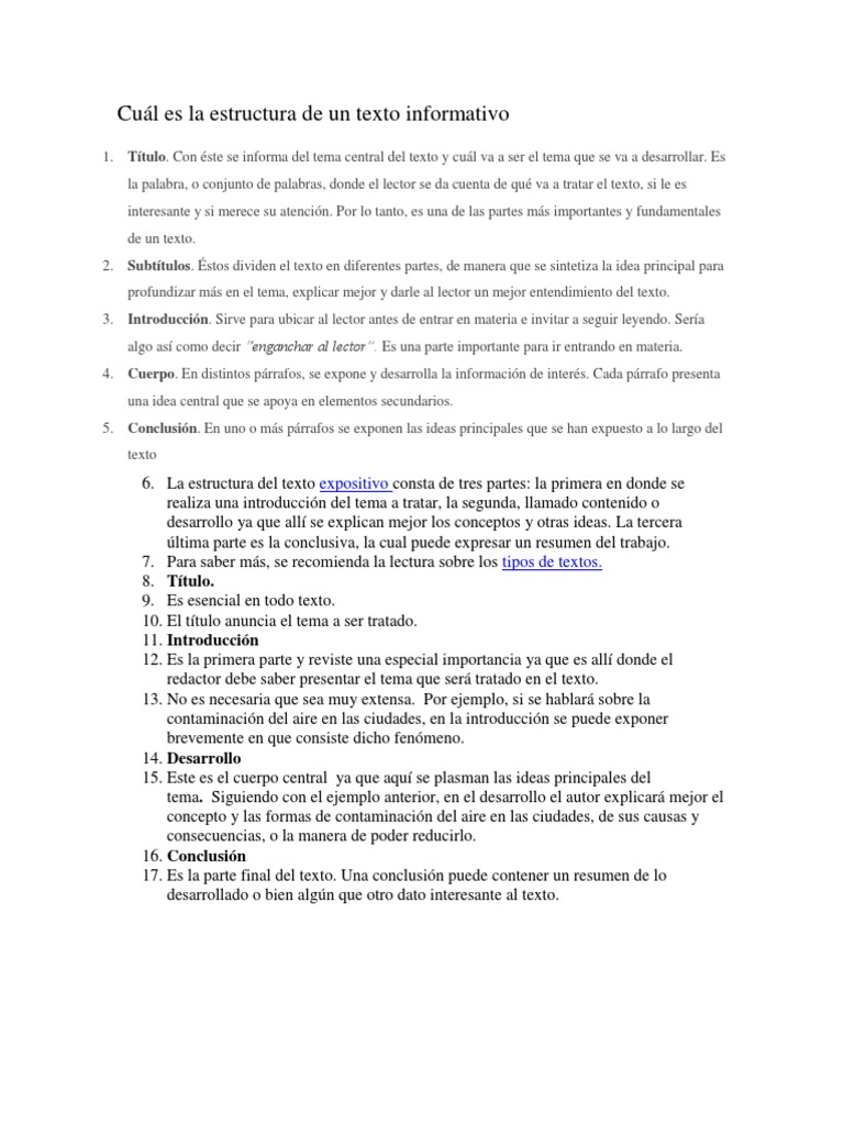 Cuál Es La Estructura de Un Texto Informativo | PDF | Agua | Química