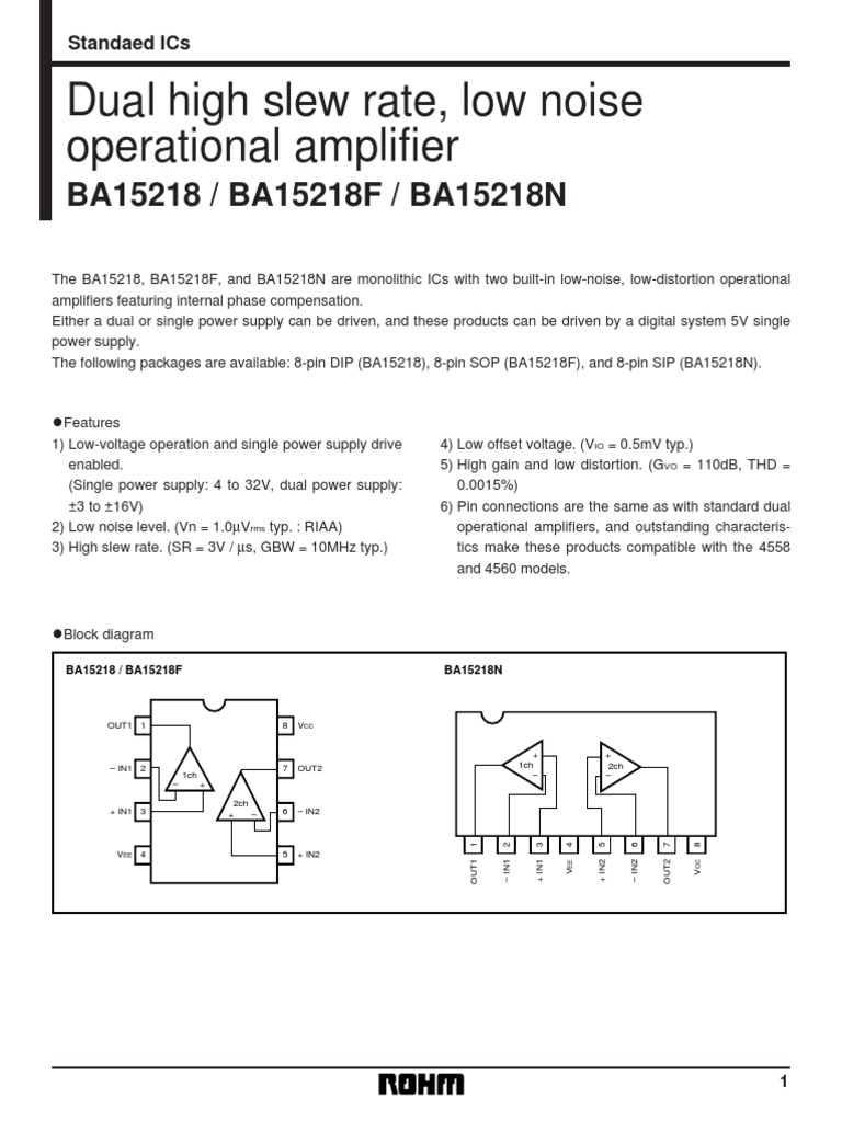 Ba 15218 | Download Free PDF | Operational Amplifier | Power Supply