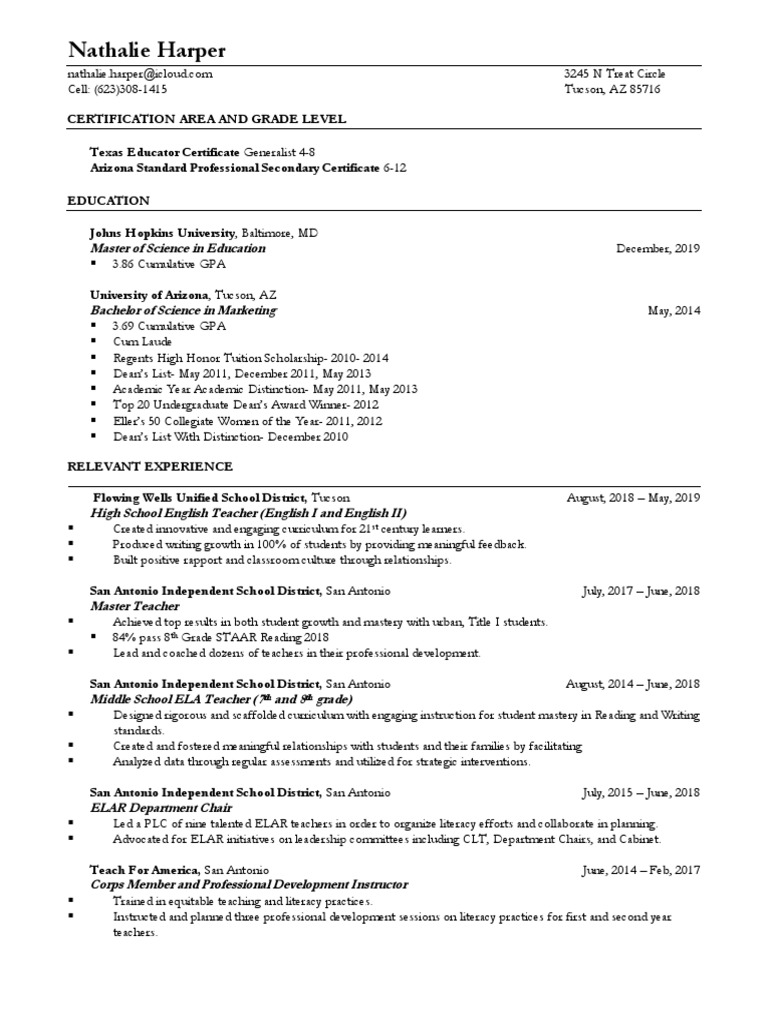 Nathalie Harper Resume 2020 | PDF | Literacy | Teachers Nathalie Harper Resume 2020 | PDF | Literacy | Teachers