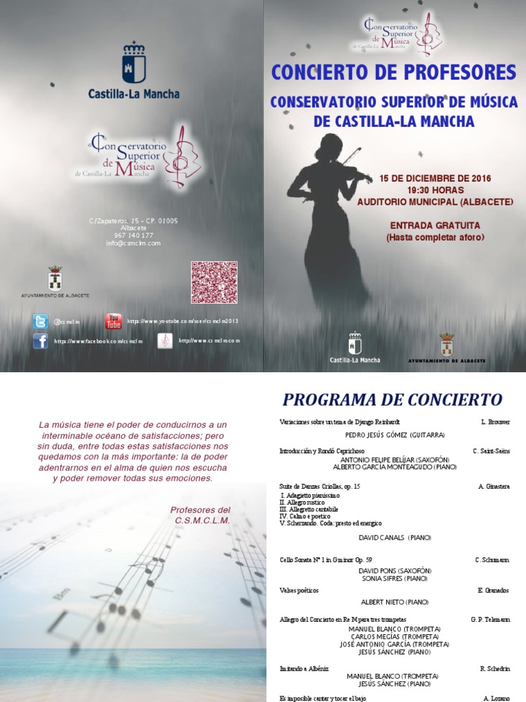 Programa de Mano Concierto Conservatorio PDF | PDF | Teoría musical ...