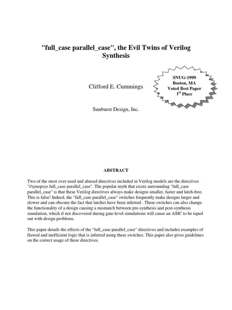 Fullcase and Parallel Case | PDF | Hardware Description Language | Vhdl