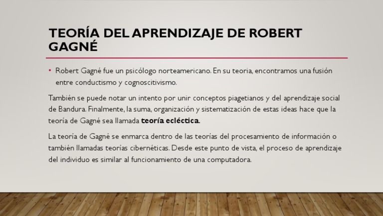 Teoría Ecléctica del Aprendizaje de Gagné | PDF