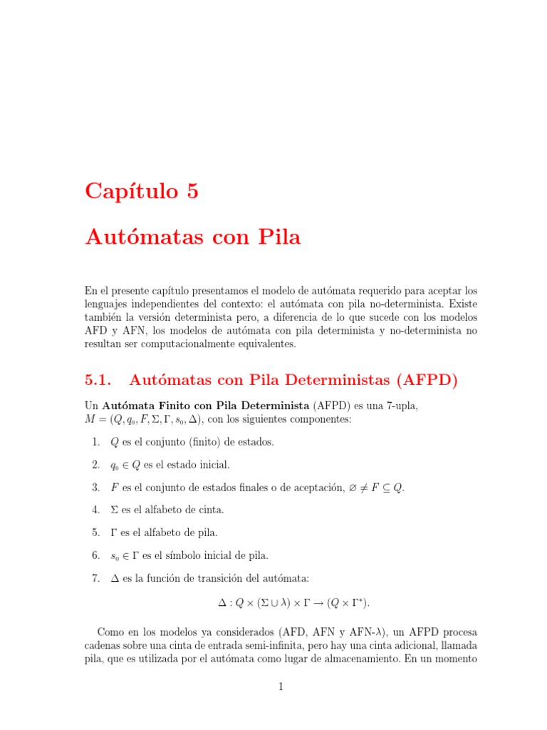 Capitulo 5 Automatas Con Pila | PDF | Teoría de la computación | Informática teórica
