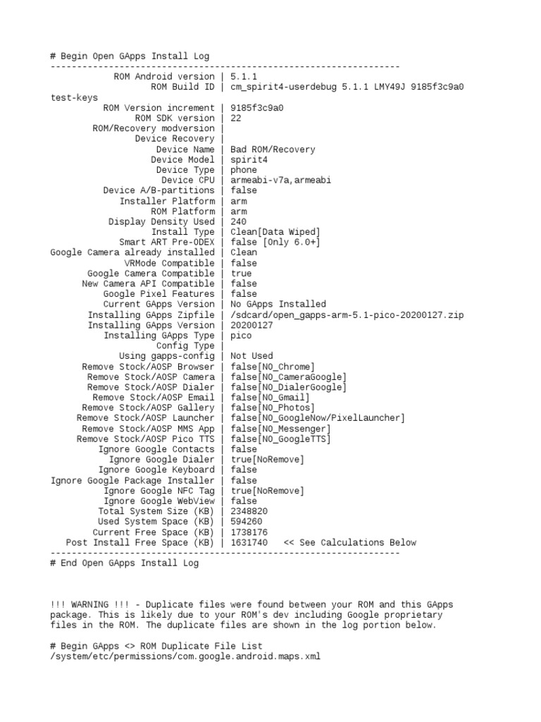 Open Gapps Log | Download Free PDF | Android (Operating System) | Personal Digital Assistant
