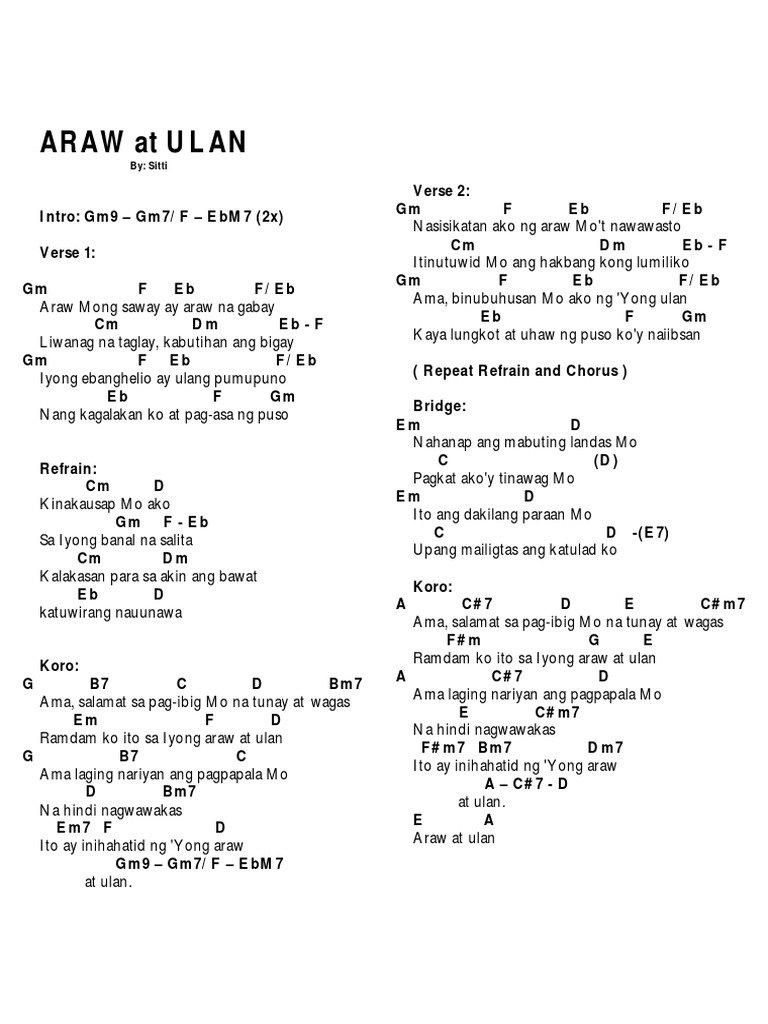 Araw at Ulan (Asop - Chords) | PDF