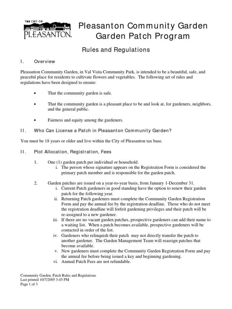 Community Garden Rules