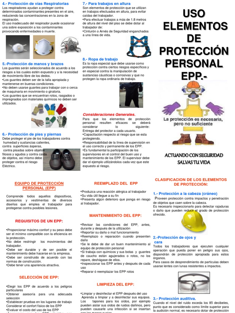 Triptico Uso de Epp | PDF | Guante | Contaminación