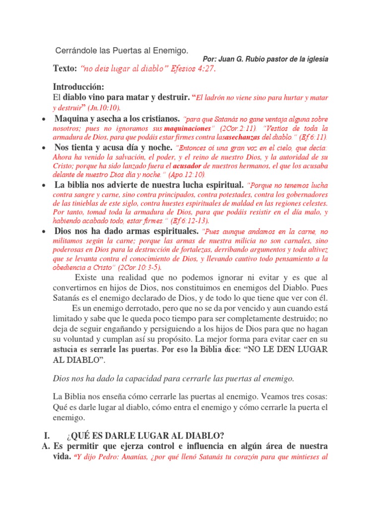 Cerrándole Las Puertas Al Enemigo | PDF | Diablo | Satán