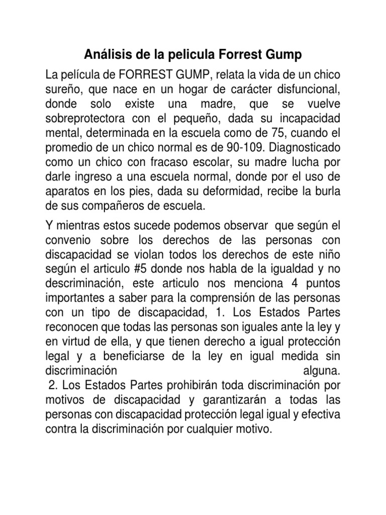 Analisis Pelicula Forrest Gump | PDF | Invalidez | Inteligencia