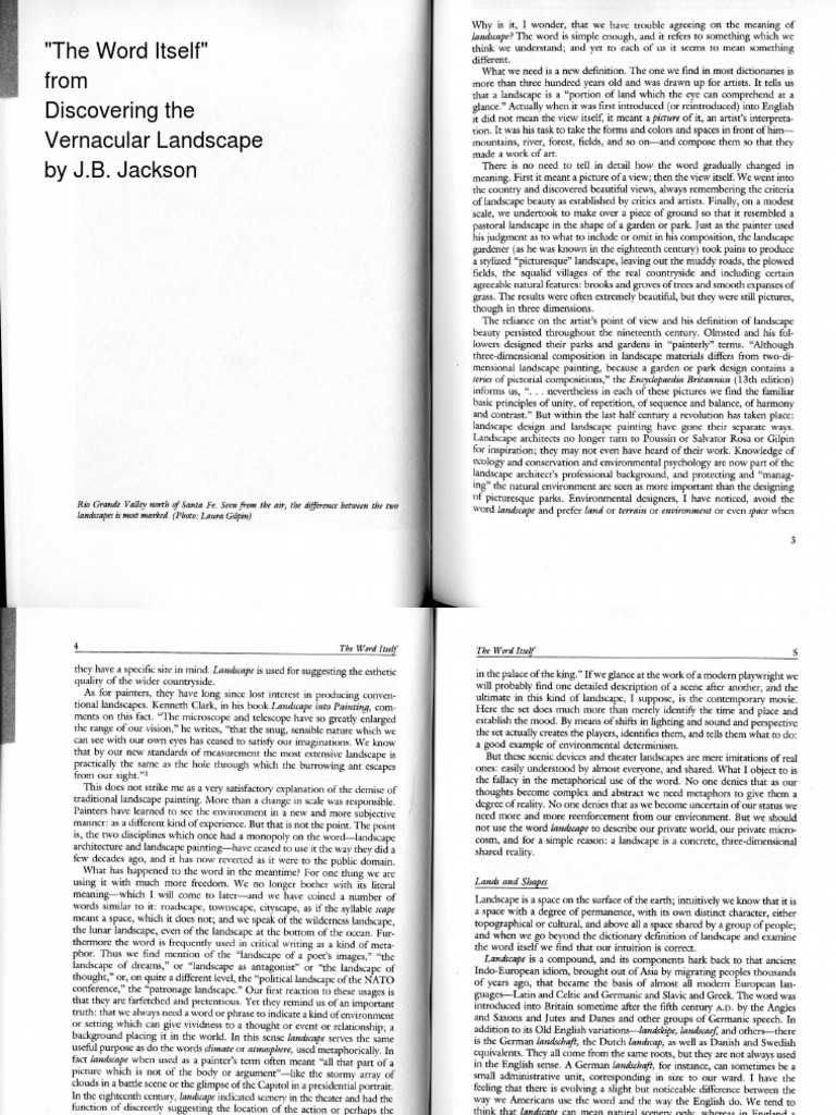 1984 JB-Jackson Vernacular Landscape The World Itself | PDF