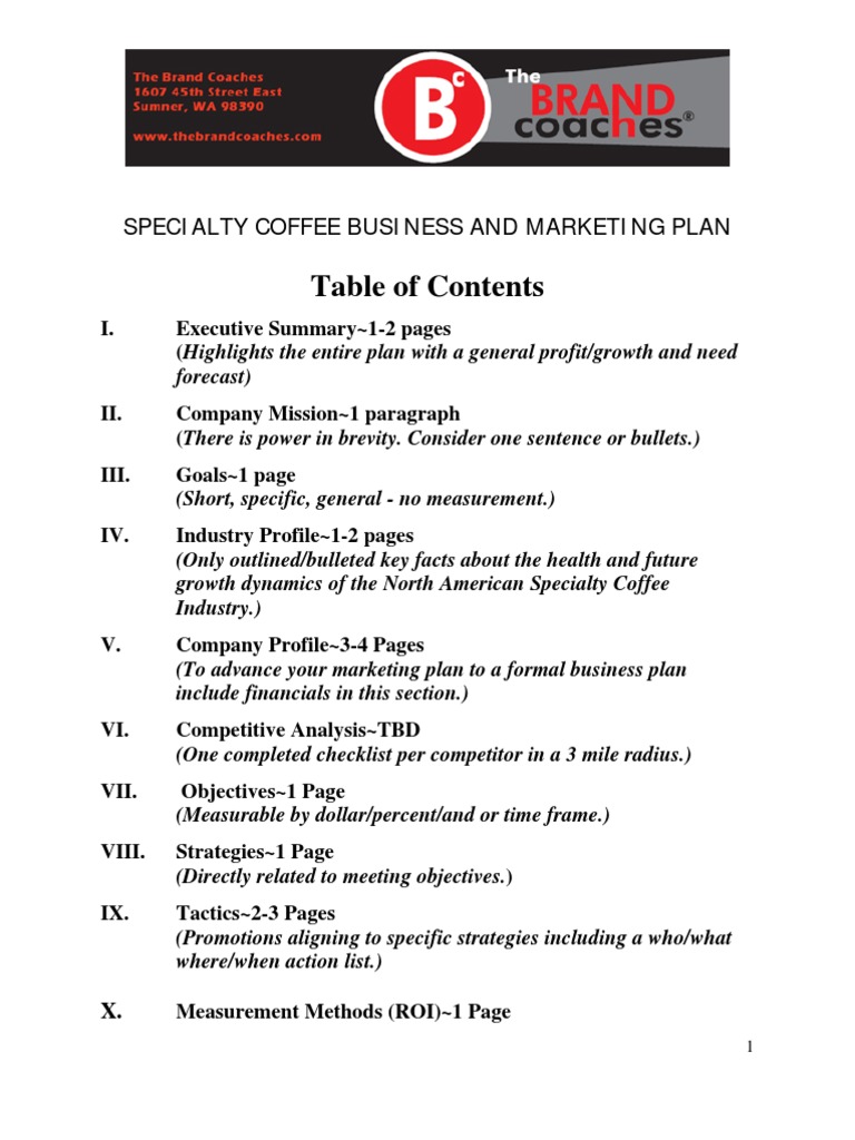 Specialty Coffee Business Plan Guide | PDF | Business Plan | Investor