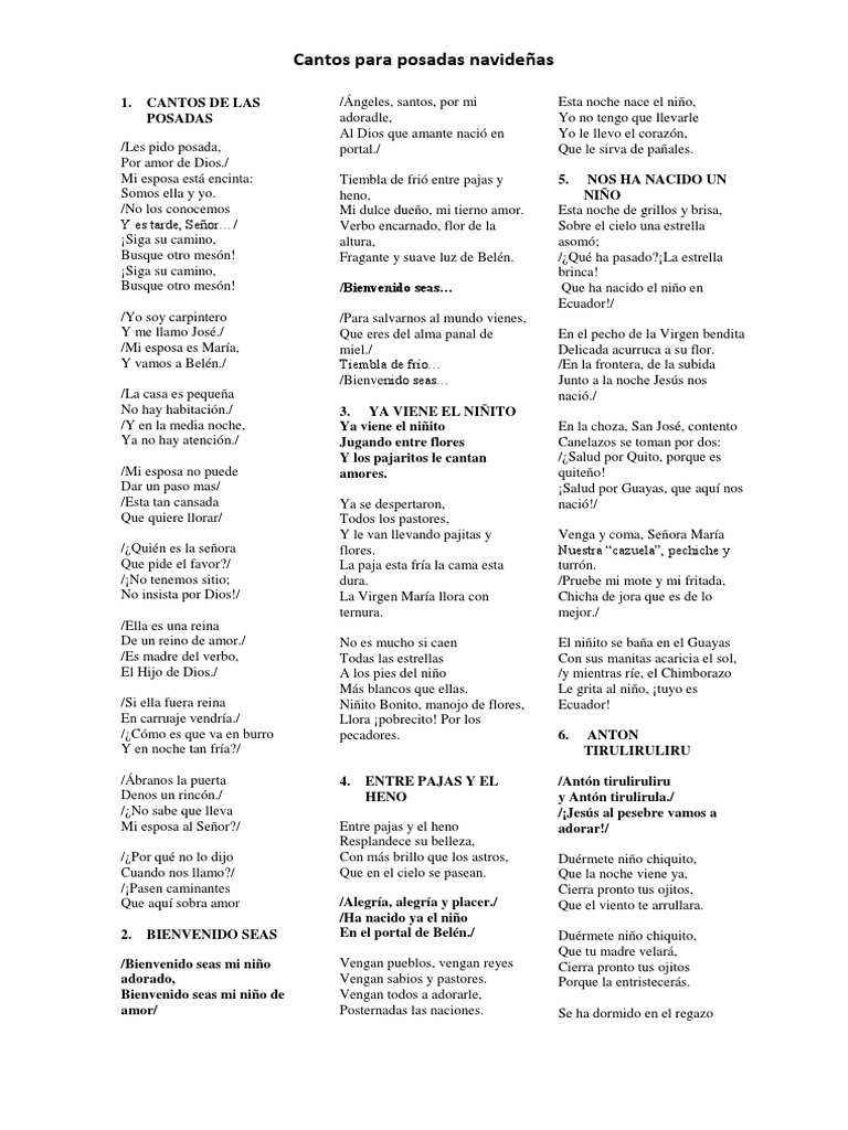 Cantos de Las Posadas | Descargar gratis PDF | María, madre de Jesús ...