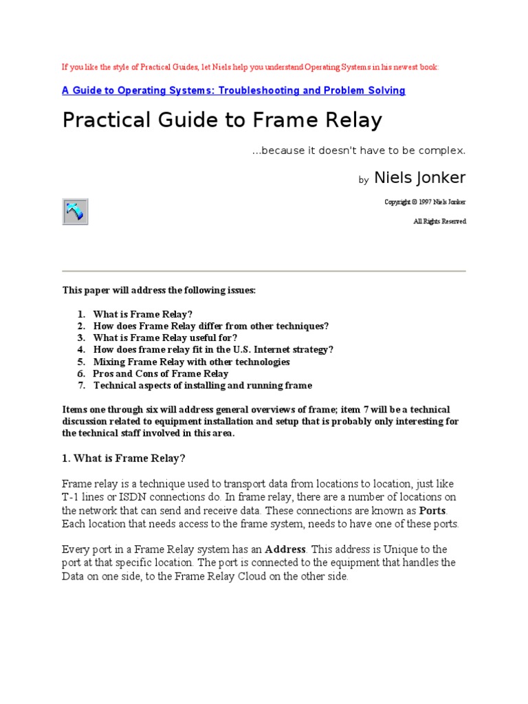 Practical Guide To Frame Relay: Niels Jonker | PDF | Router (Computing) | Computer Network