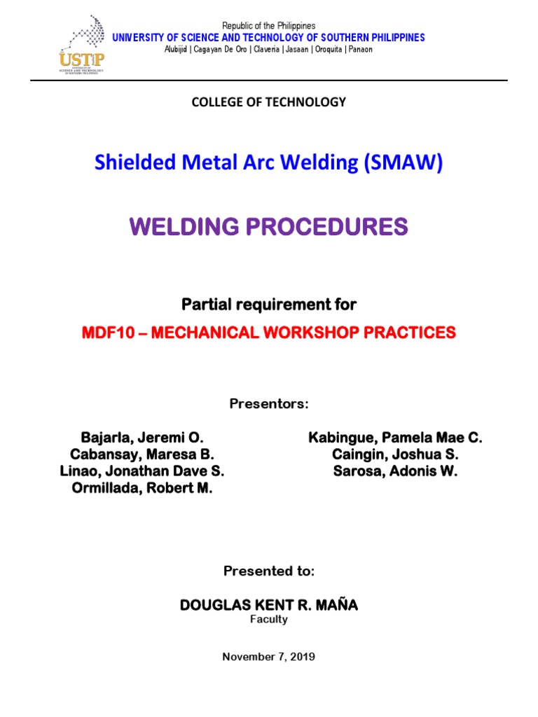 Welding Procedures Final Output | PDF | Welding | Construction