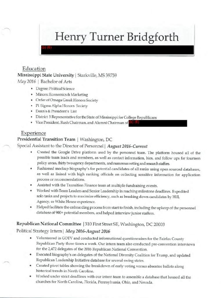 Henry Turner Bridgforth Resume | PDF