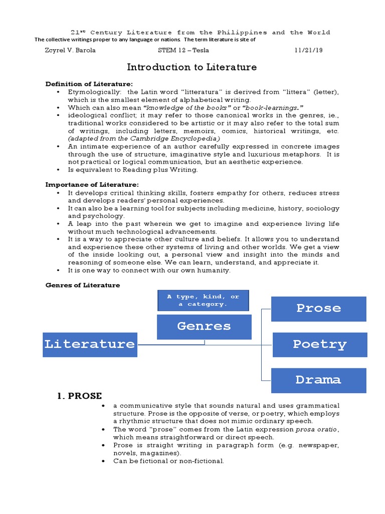 Introduction To Literature | PDF | Poetry | Detective Fiction