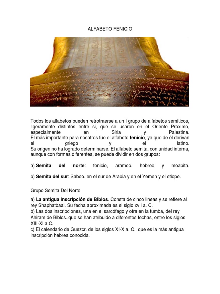 Alfabeto Fenicio | PDF | Fenicia | Alfabeto