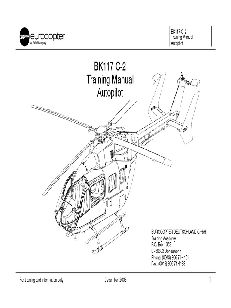 BK117 C - 2 Training Manual Autopilot BK1 | PDF | Flight Dynamics ...