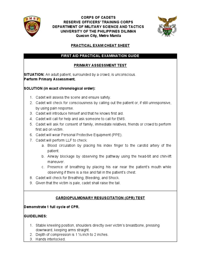 Cheatsheet PDF | PDF | Cardiopulmonary Resuscitation | First Aid