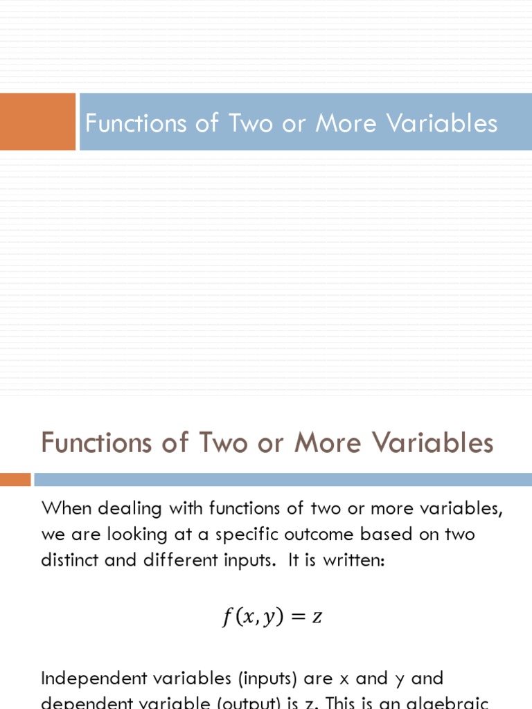 Functions of Two or More Variables | PDF | Dependent And Independent ...