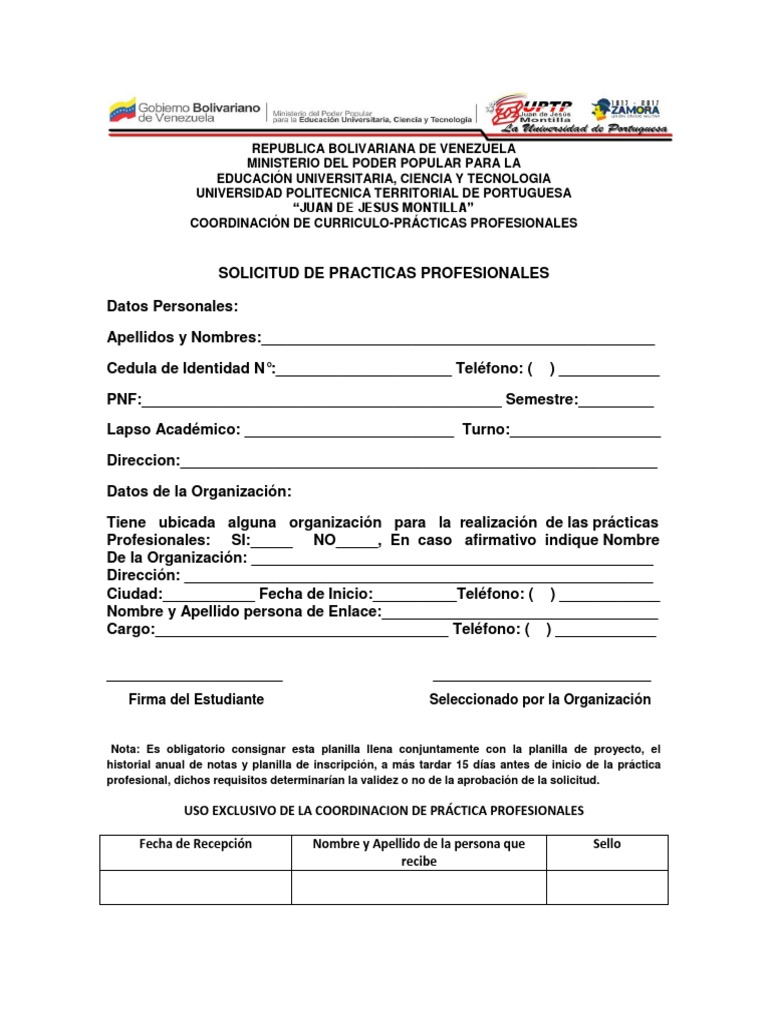 A-1 Formato de Solicitud de Practicas Profesionales | PDF