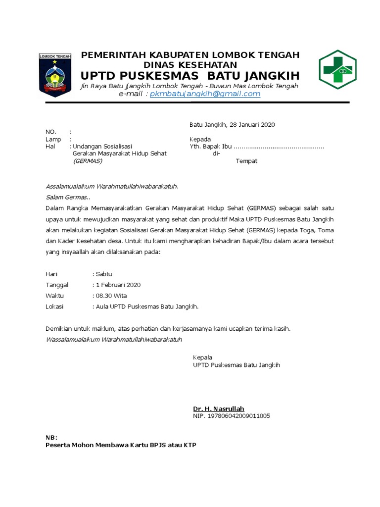 Undangan GERMAS | PDF | Pengembangan Diri | Kesehatan Holistik
