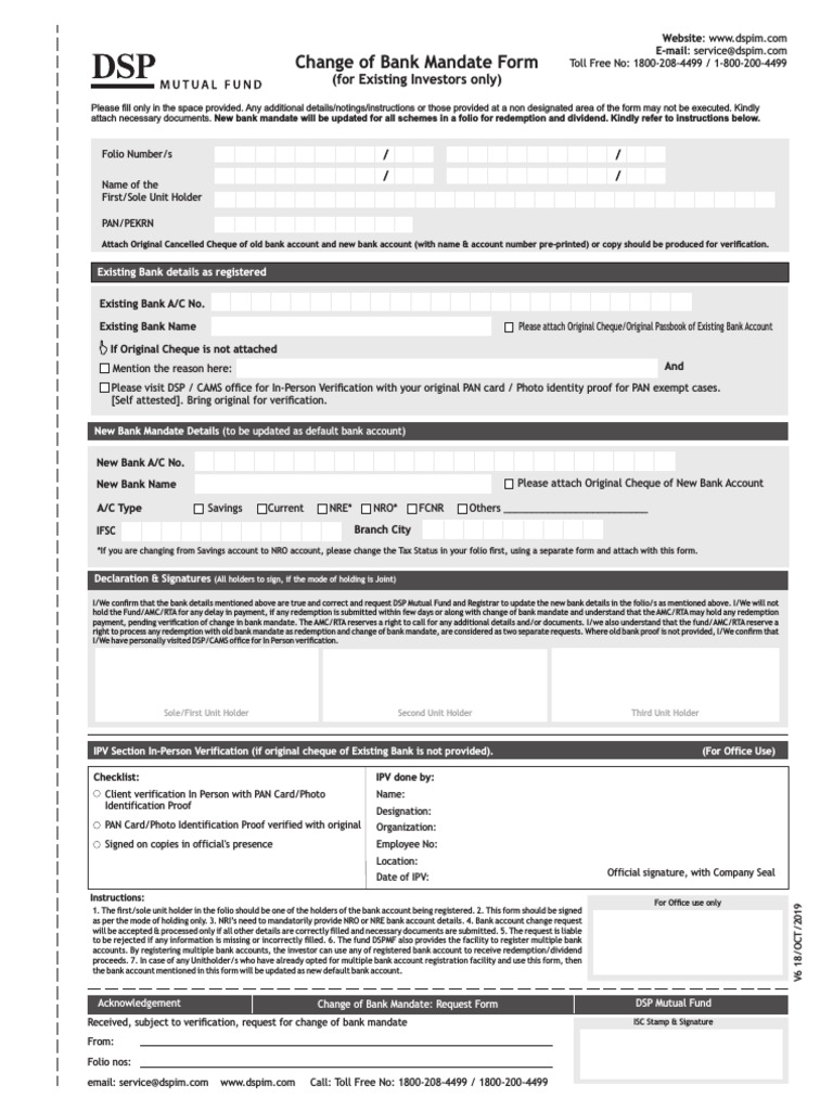 DSPIM COB Form PDF | PDF | Cheque | Banking
