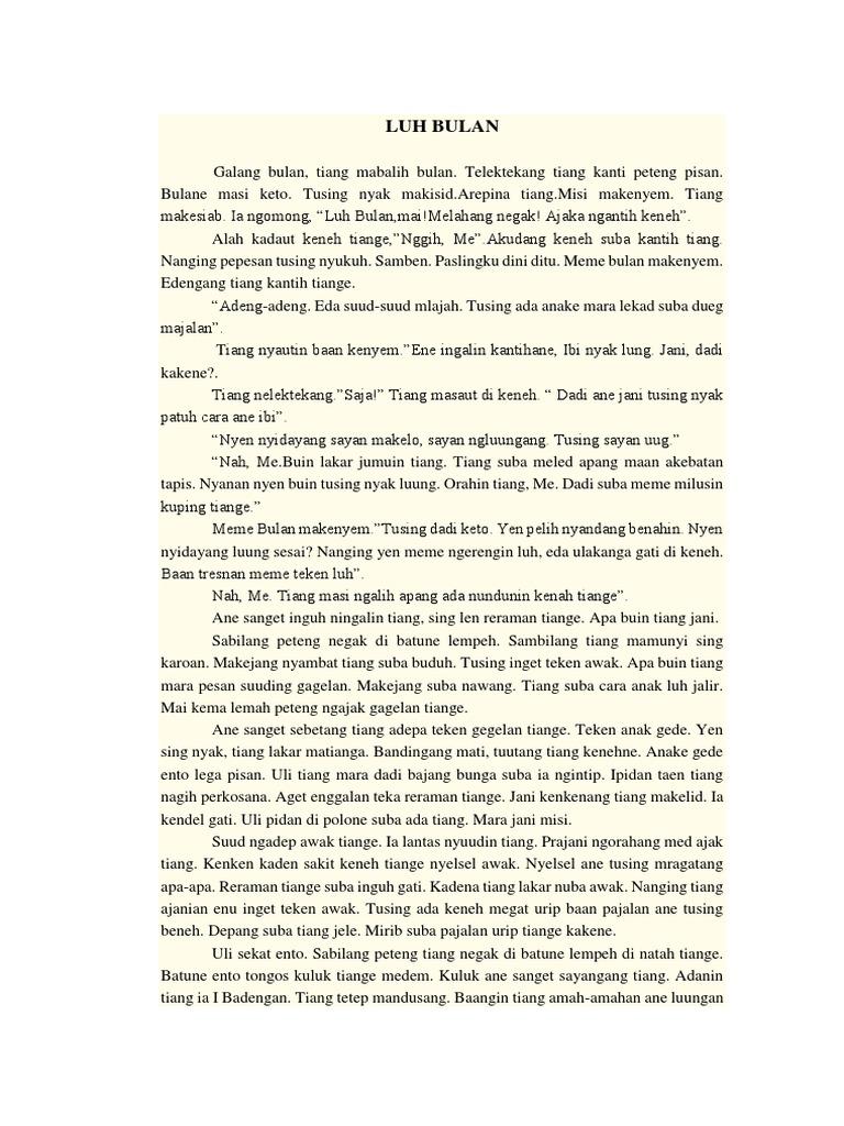 Analisis Cerpen Bahasa Bali Luh Bulan Pdf