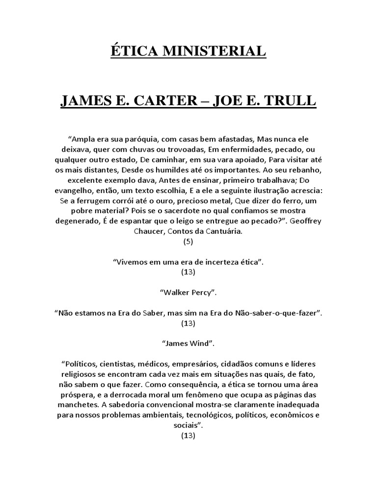 James e Carter Joe e Trull Etica Ministerial 2 | PDF