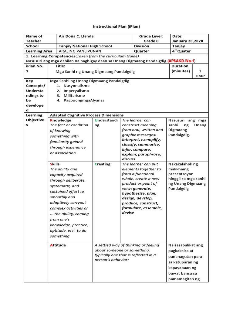 Iplan 1 | Download Free PDF | Learning | Knowledge