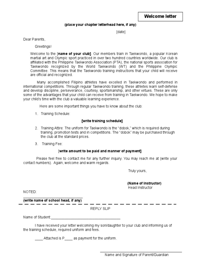 Welcome to Taekwondo Training Club | PDF | Taekwondo | Karate
