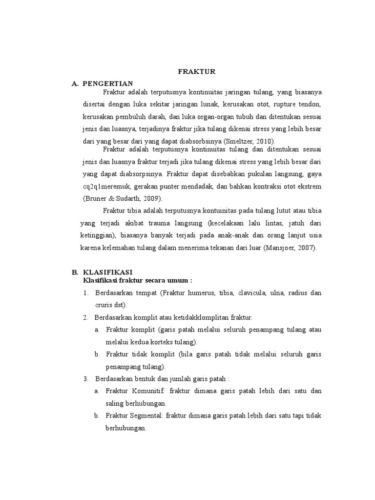 Pengertian dan Klasifikasi Fraktur Tulang | PDF | Sains & Matematika