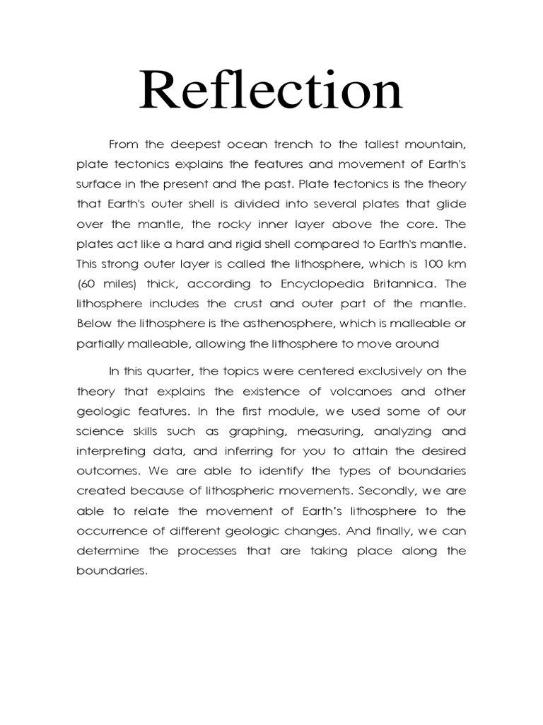 Reflection | PDF | Plate Tectonics | Structure Of The Earth