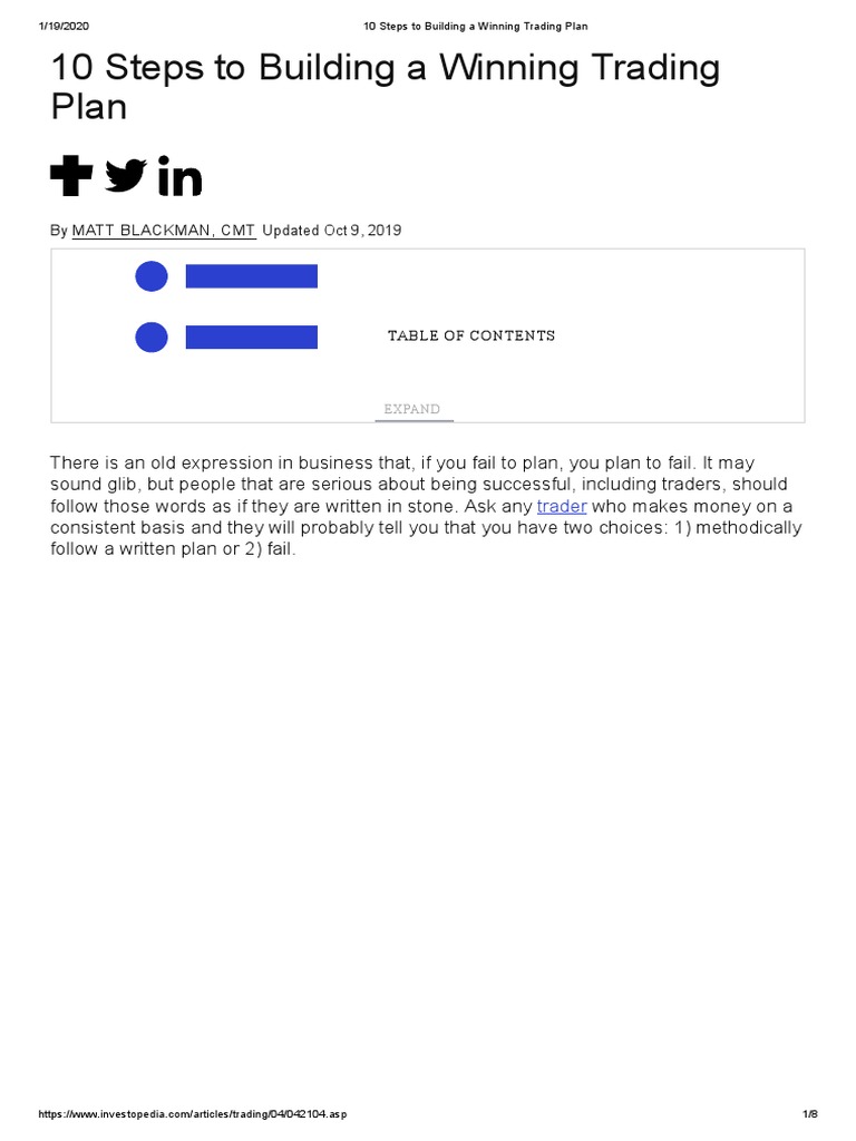 10 Steps To Building A Winning Trading Plan PDF | PDF | Futures ...