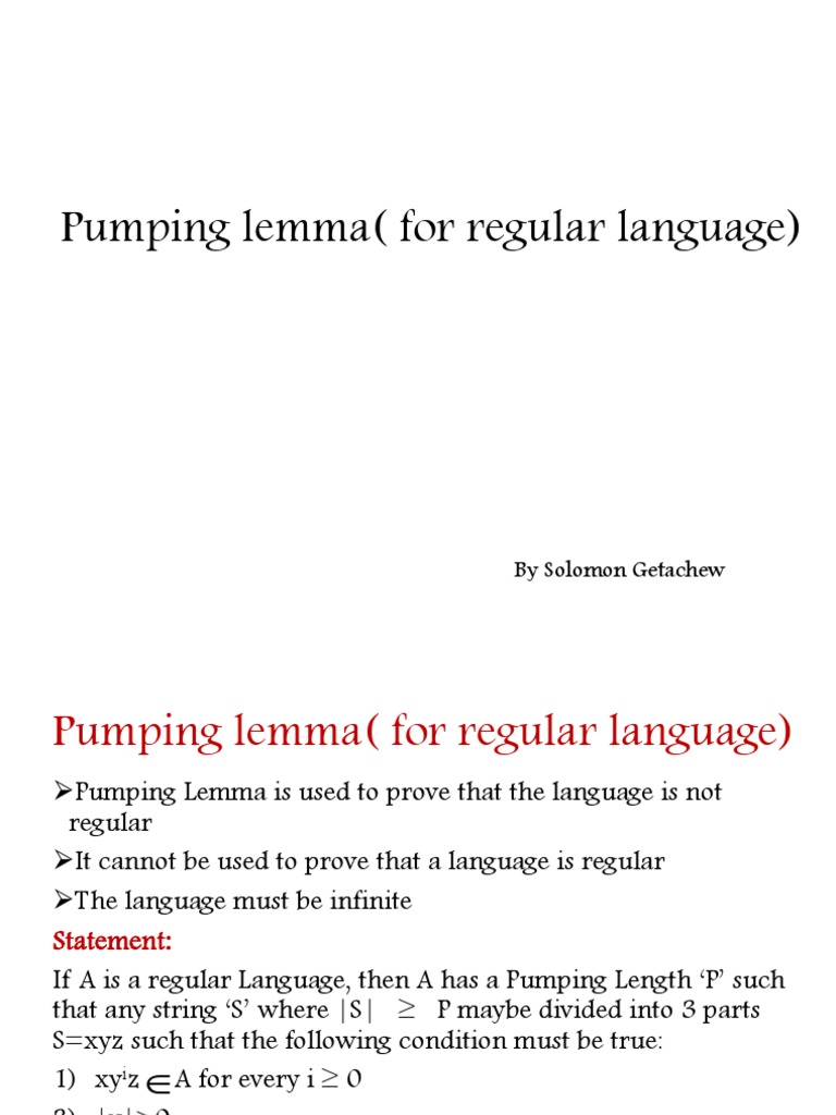6.1 Pumping Lemma and Non-Regular Language Grammars | PDF | Logical ...