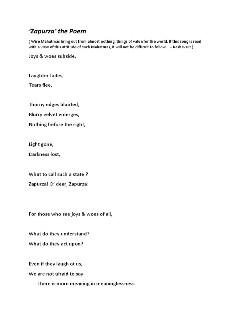 Zapurza Poem in English | PDF