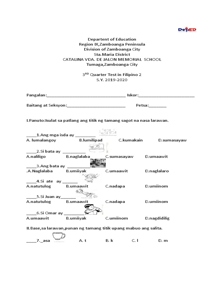 3RD Quarter Exam Sa Filipino | PDF