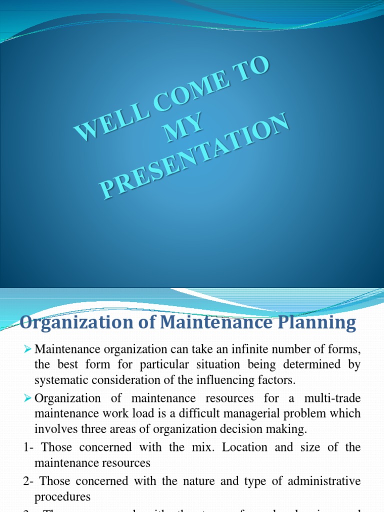 Organization of Maintenance Planning | PDF | Business