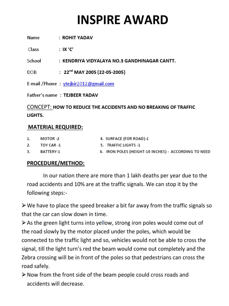 Inspire Award | PDF | Traffic | Traffic Light