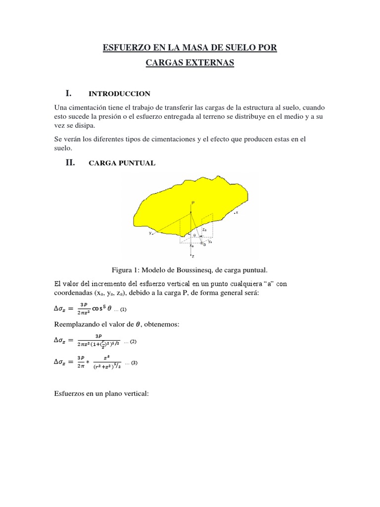 Esfuerzo en La Masa de Suelo Por Cargas Externas | PDF | Integral | Fundación (Ingeniería)