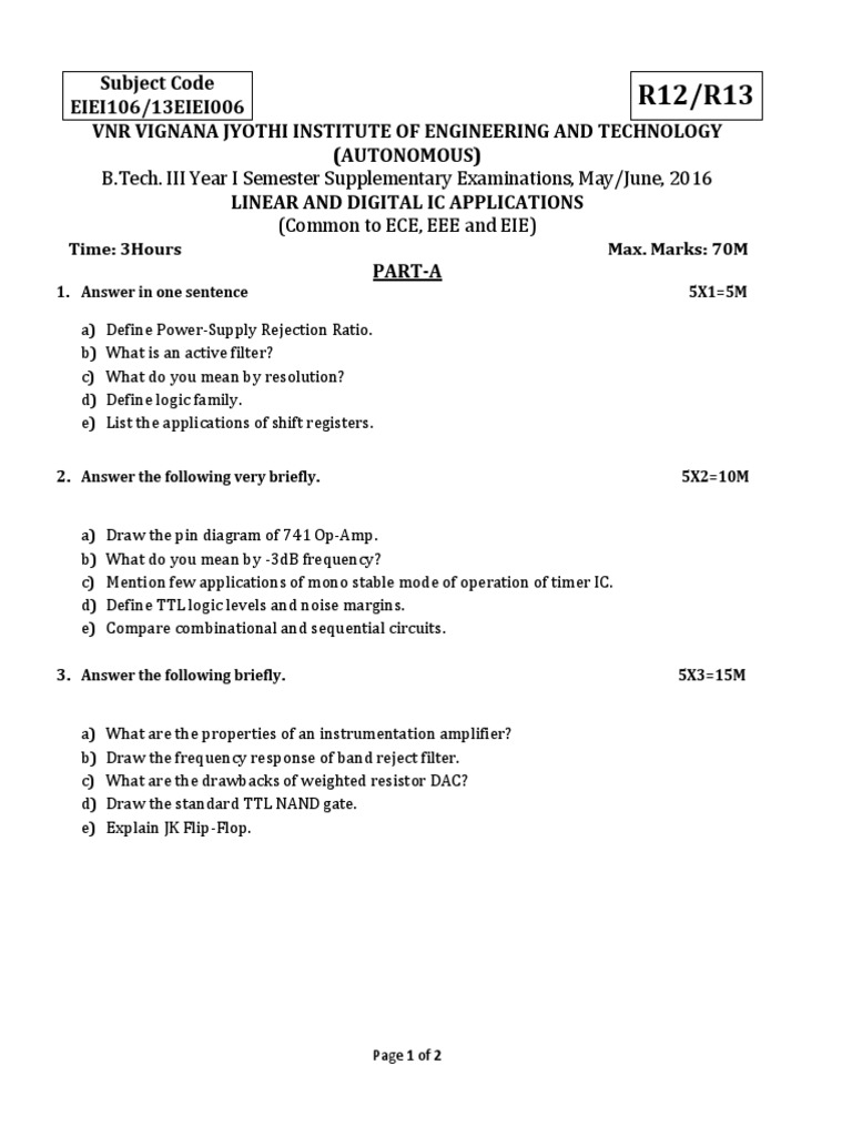 LDICA Set1 | PDF | Operational Amplifier | Information And Communications Technology