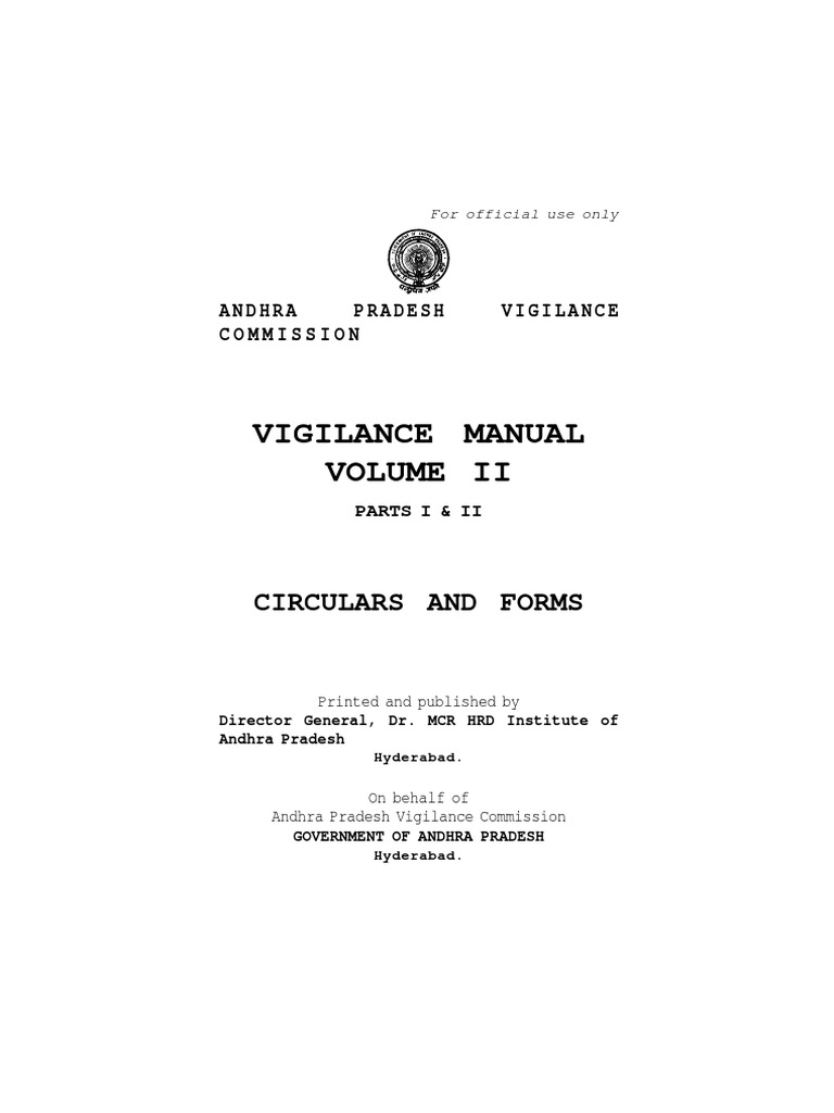 Vigilance Manual: Circulars & Forms | PDF | Prosecutor | Bail