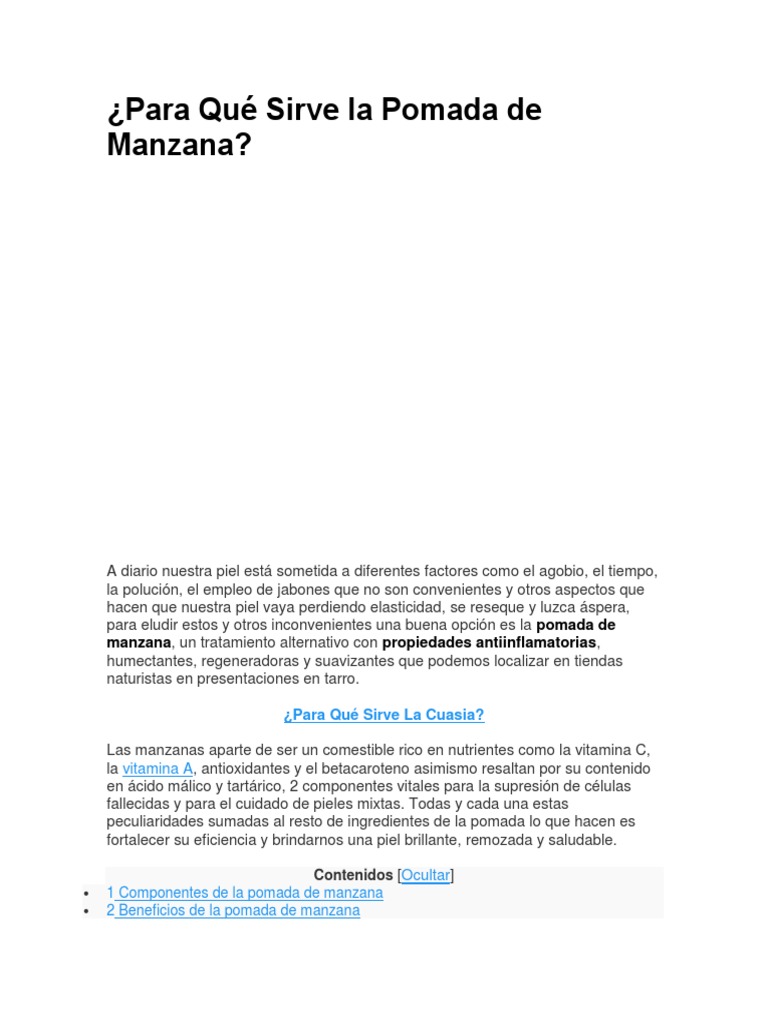 Para Qué Sirve La Pomada de Manzana | PDF | Masaje | Petróleo