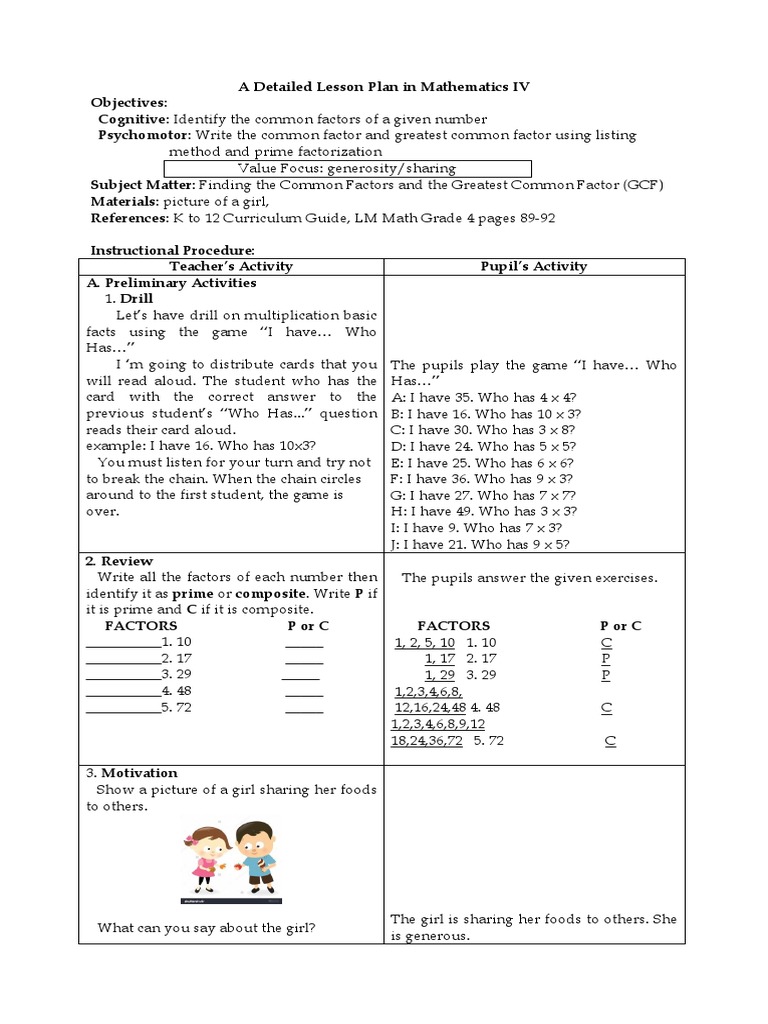 LP GCF Slow | PDF | Candy | Lesson Plan