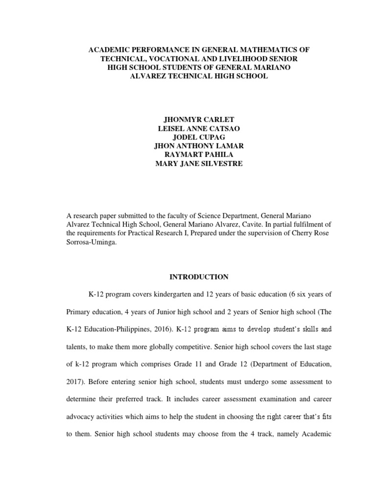 Academic Performance of TVL | PDF | Teaching Mathematics | Learning