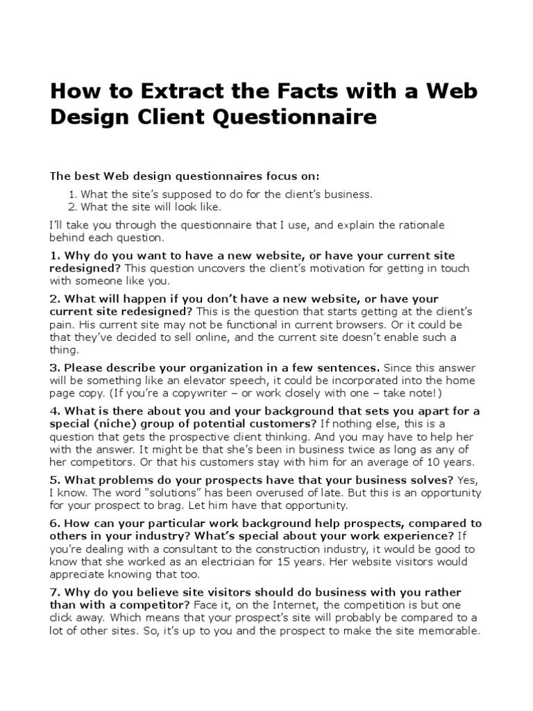 Web Design Client Questionnaire | PDF | E Commerce | Credit Card