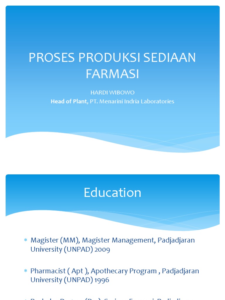 Proses Produksi Sediaan Farmasi Uin 030819 Pdf