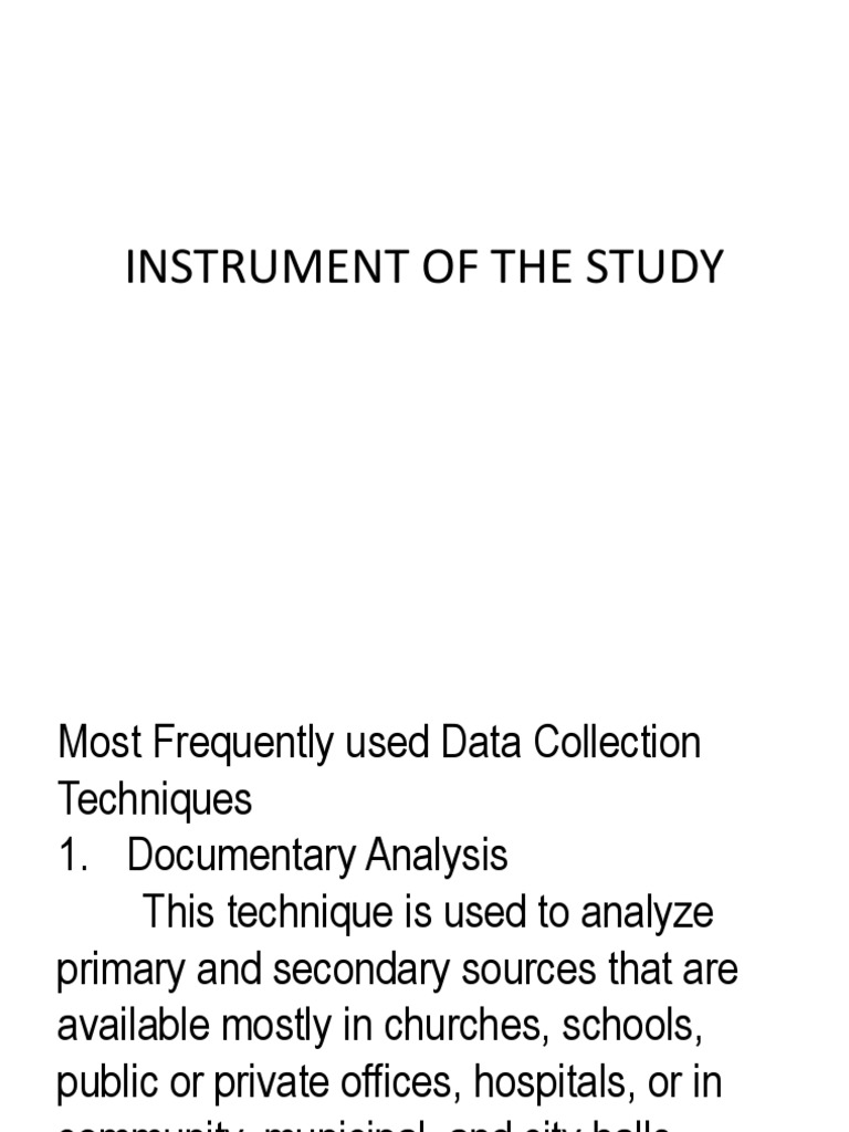 Instrument of The Study | PDF | Interview | Observation