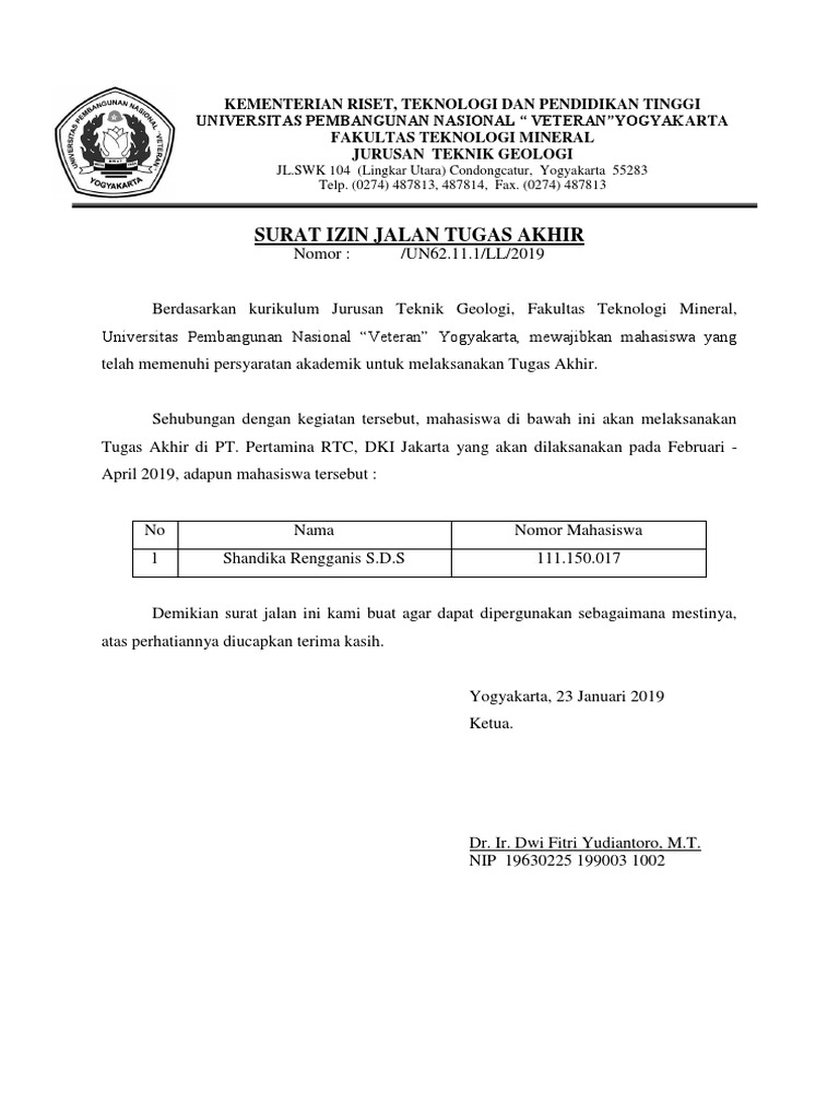 Surat Izin Jalan TA | PDF
