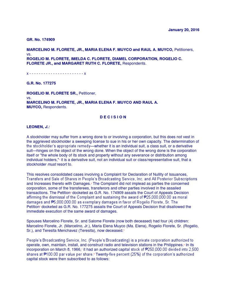 MARCELINO M. FLORETE, JR., MARIA ELENA F. MUYCO and RAUL A. MUYCO ...